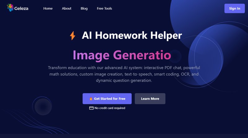 Geleza是一款先进的AI教育助手，提供交互式PDF聊天、数学解决方案、自定义图像生成、文本转语音、智能编码、OCR和动态问题生成等功能 ...