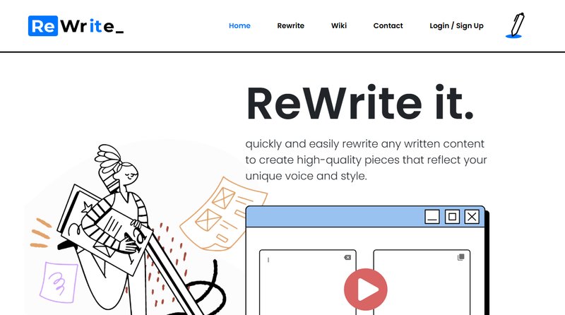 ReWrite It.AI 是一个利用AI技术帮助用户快速重写和优化文本内容的工具，适用于电子邮件、论文和学习英语等多种场景。-SOAI.IM