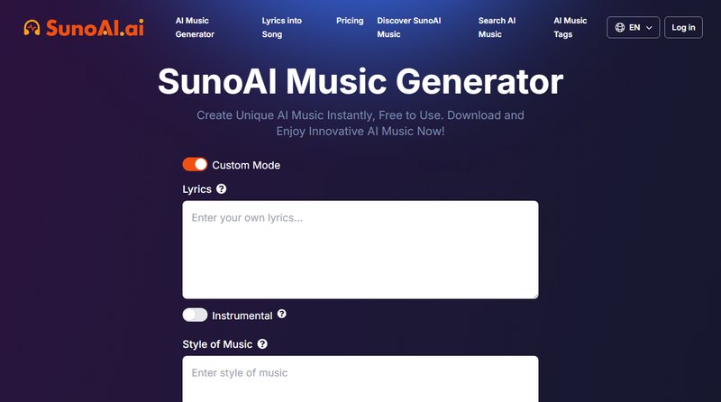 SunoAI是一个专注于音乐生成的AI平台，提供免费的音乐生成服务，帮助用户快速创建高质量的音乐曲目。-SOAI.IM