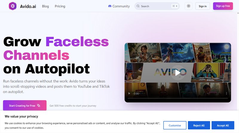 Avido是一个AI驱动的视频故事生成器，帮助用户快速创建适合YouTube和TikTok的短视频内容。-SOAI.IM