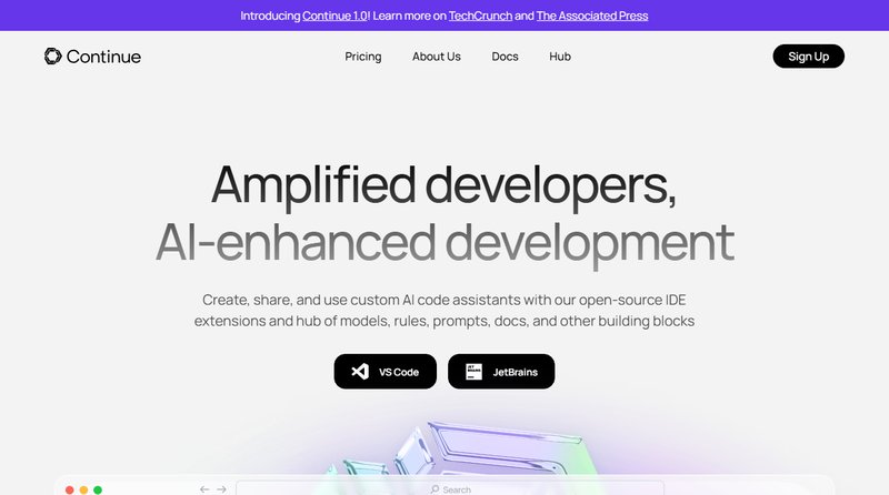 Continue 是一个AI增强的开发平台，帮助开发者创建、分享和使用自定义的AI代码助手。-SOAI.IM