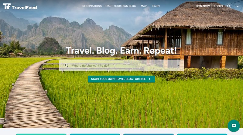 TravelFeed 是一个为旅行者设计的博客平台，提供免费博客创建、自定义域名、社区支持、AI 辅助内容创作等功能。-SOAI.IM