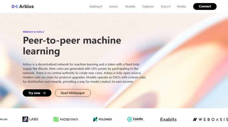 Arbius是一个去中心化的AI托管和交易平台，提供基于区块链的机器学习和代币经济。-SOAI.IM