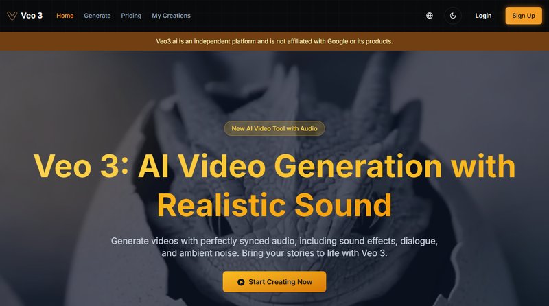 Veo 3是一款结合AI技术的视频生成工具，能够生成带有同步音频的视频，包括音效、对话和环境噪音。-SOAI.IM