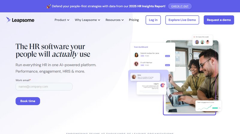 Leapsome是一款AI驱动的人力资源软件和人员平台，提供全面的HR解决方案，包括绩效管理、员工参与调查、目标设定、学习与发展等功能。-SOAI.IM