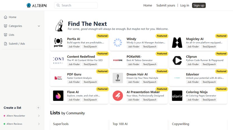 Altern是一个AI工具目录，提供各种AI工具的分类和推荐。-SOAI.IM