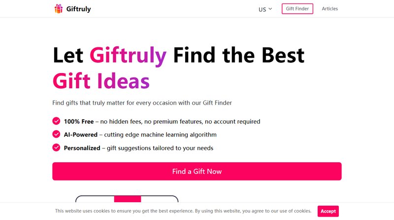 Giftruly是一个基于AI的礼物推荐平台，帮助用户找到适合各种场合的完美礼物。-SOAI.IM