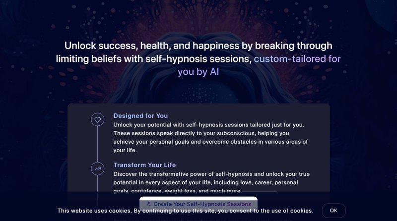 Neomind提供定制化的自我催眠音频服务，帮助用户突破限制性信念，实现个人目标。-SOAI.IM