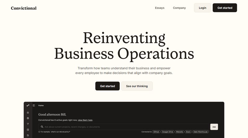 Convictional 提供基于AI的业务运营解决方案，帮助企业优化决策流程和团队协作。-SOAI.IM