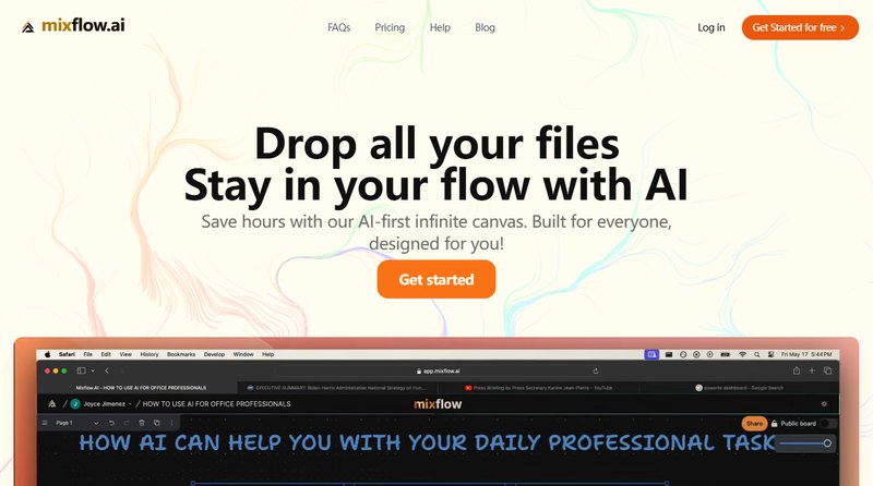 Mixflow.AI 是一个基于 AI 的无限画布平台，旨在提升用户的工作效率和创造力。-SOAI.IM