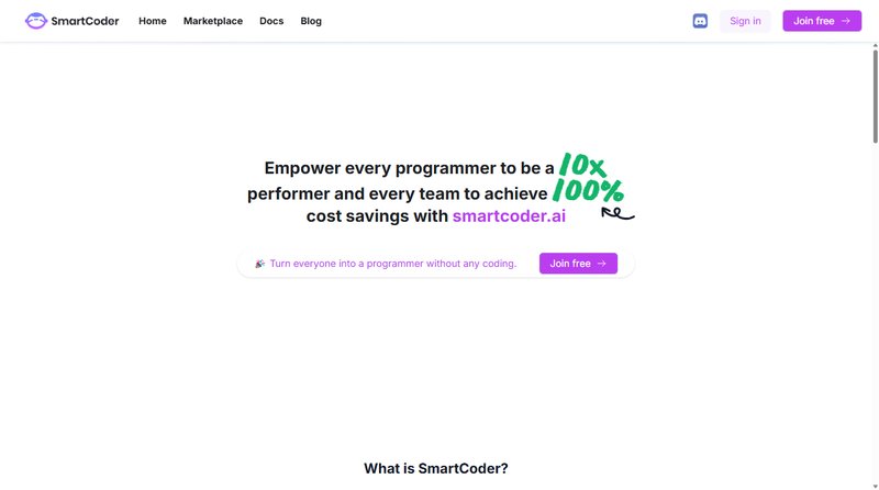 SmartCoder 是一个旨在提升程序员效率和团队成本节约的AI工具，通过创建定制化的AI聊天机器人，实现工作流程自动化和知识管理。-SOAI.IM