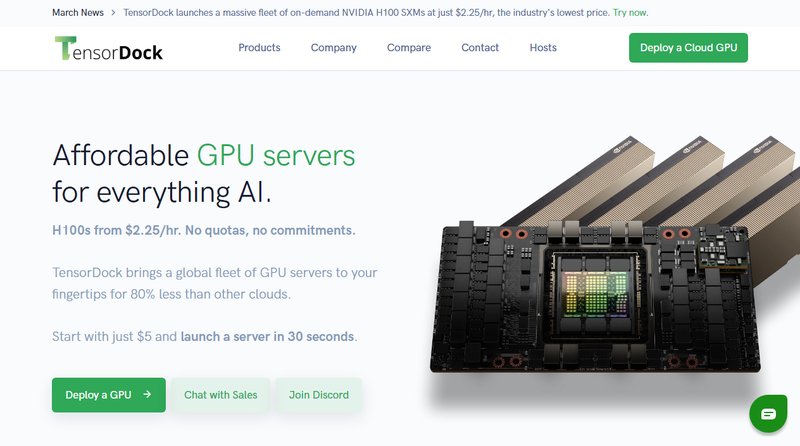 TensorDock提供经济高效的GPU和CPU云服务，专注于深度学习、AI和渲染工作负载。-SOAI.IM