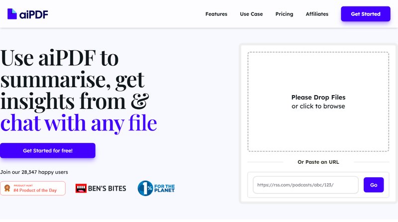 aiPDF是一款AI驱动的PDF聊天应用，支持总结、获取洞察和与任何文件进行对话。-SOAI.IM