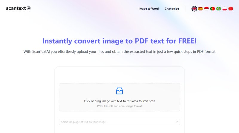 ScantextAI 提供免费的图像转文本服务，支持多种图像格式和50多种语言，使用OCR技术确保高精度和效率。-SOAI.IM