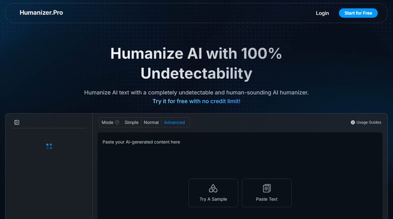 Humanizer Pro是一款免费的AI文本人性化工具，能够将AI生成的文本转换为完全不可检测且自然的人类语言。-SOAI.IM
