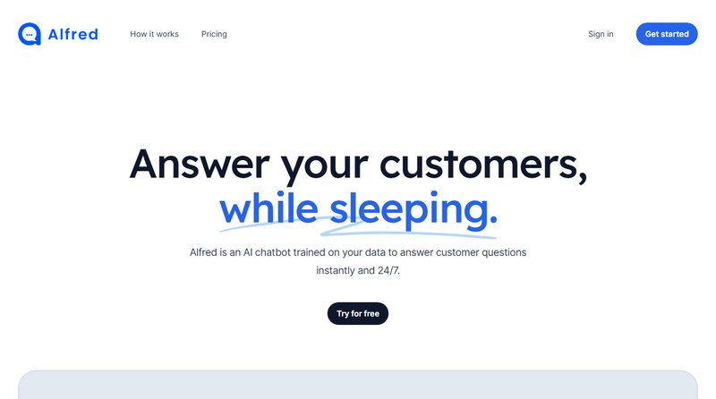 Alfred是一个基于ChatGPT的AI聊天机器人，旨在为客户提供24/7的即时问答服务。-SOAI.IM