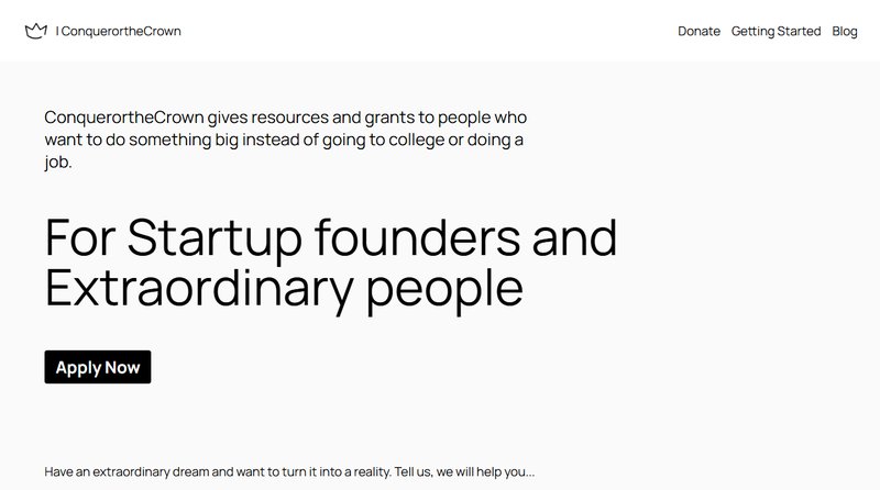 ConquerortheCrown为有远大梦想的人提供免费资源和资助，帮助他们实现梦想。-SOAI.IM