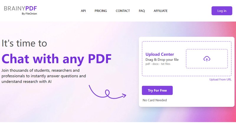 BrainyPDF是一个基于AI的PDF对话工具，允许用户上传PDF文件并通过AI进行问答和内容理解。-SOAI.IM