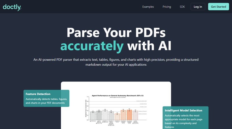 Doctly AI 提供基于人工智能的PDF解析服务，能够高精度提取文本、表格、图表等内容，并生成结构化Markdown输出。-SOAI.IM