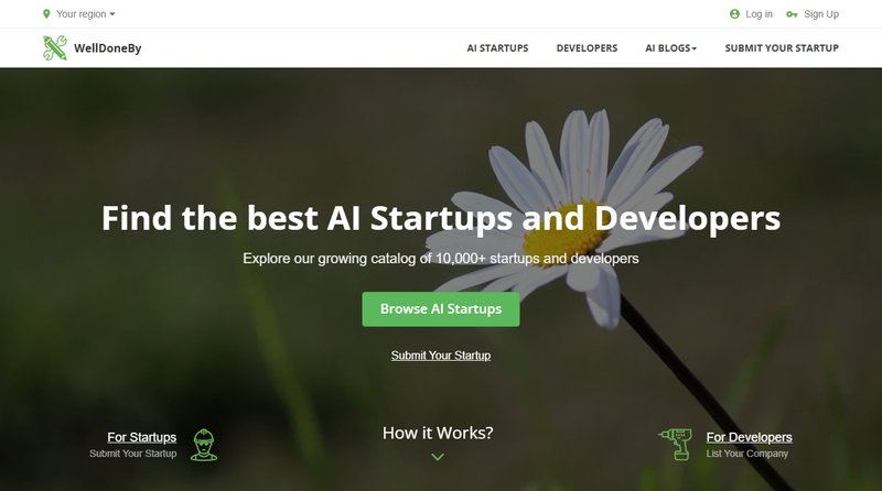 Welldoneby是一个帮助用户寻找顶级公司和开发者的平台，专注于AI初创公司和软件开发。-SOAI.IM