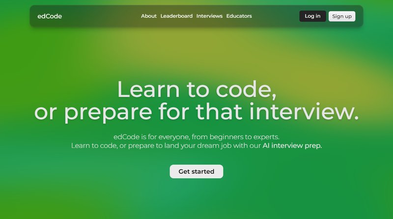 edCode是一个面向所有人的编程学习平台，提供从初学者到专家的编程课程和AI面试准备服务。-SOAI.IM