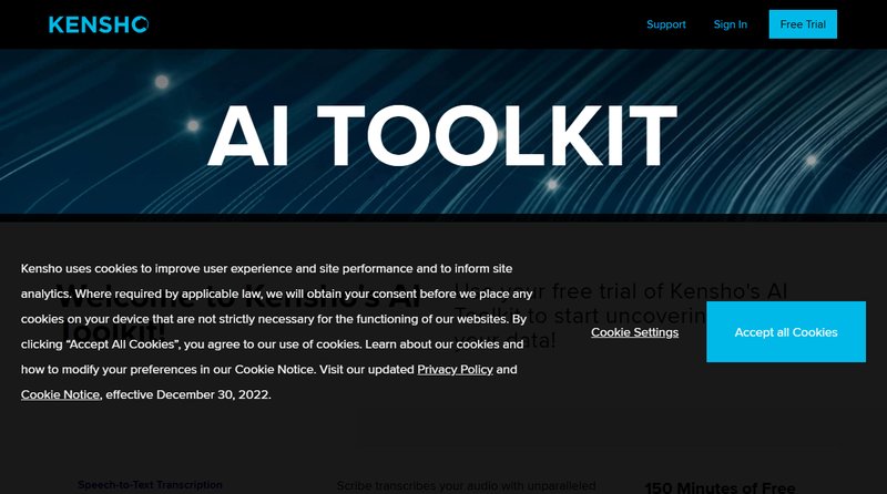 Kensho提供AI驱动的数据分析和处理工具，包括语音转文字、实体识别、公司数据映射和PDF数据提取等功能。-SOAI.IM