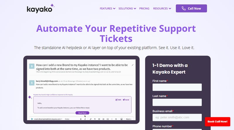 Kayako是一个AI帮助台和客户支持平台，提供自动化支持解决方案，帮助企业减少重复性任务和提高客户满意度。-SOAI.IM
