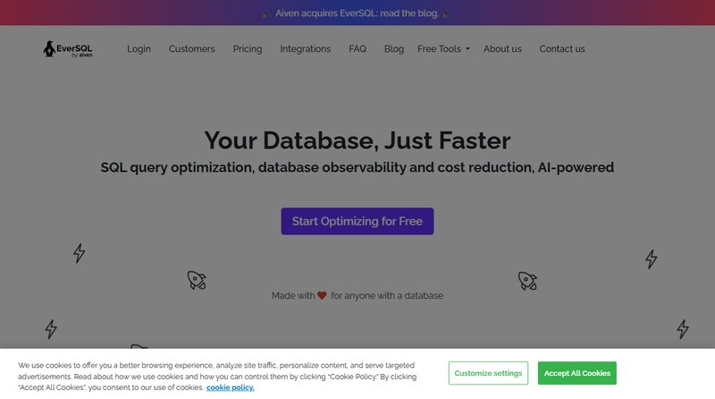 Eversql是一个ai驱动的数据库优化工具，专注于postgresql和mysql的sql查询优化、数据库性能监控和成本降低。 Soaiim