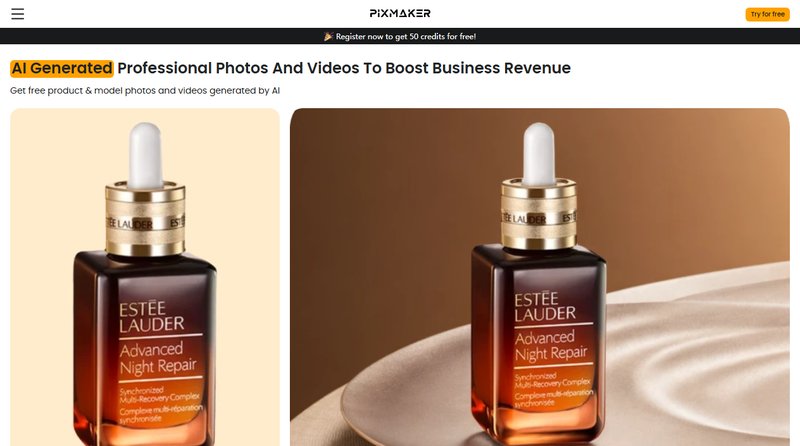 Pixmaker是一款利用人工智能技术为电子商务提供专业照片和视频生成服务的工具。-SOAI.IM