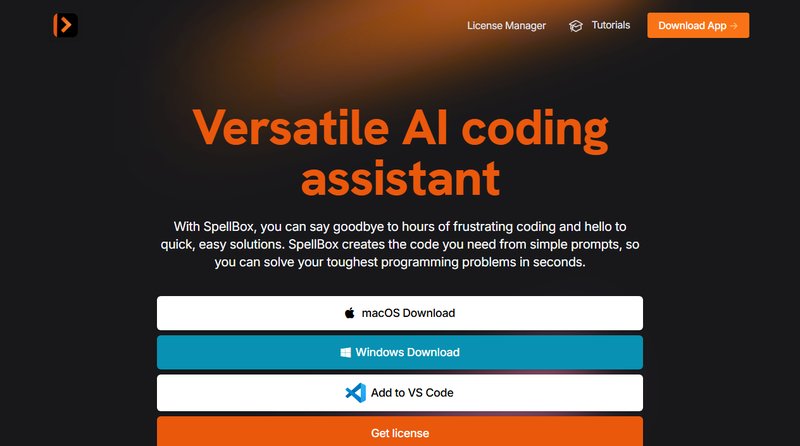 SpellBox是一款AI编程助手，能够通过简单的提示生成代码，帮助开发者快速解决编程问题。-SOAI.IM