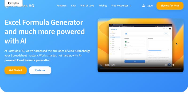 Formulas HQ 提供AI驱动的Excel和Google Sheets公式生成器，帮助用户提升电子表格技能。-SOAI.IM