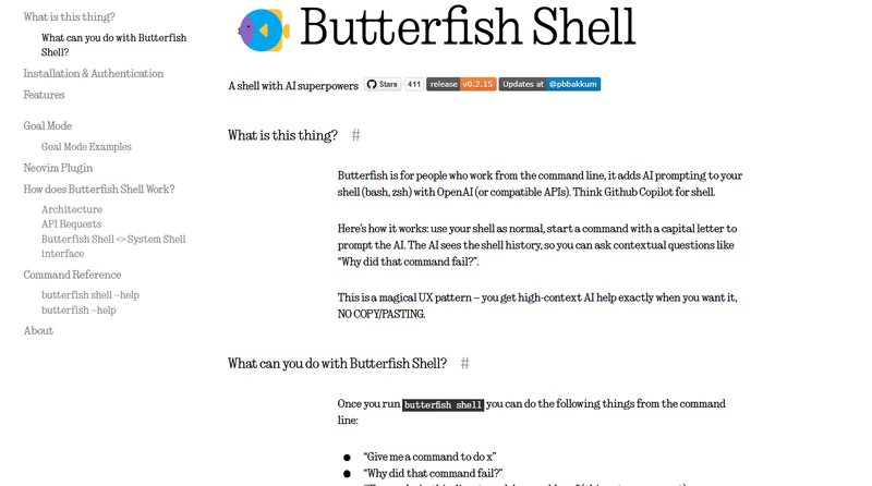 Butterfish 是一个为命令行用户设计的工具，通过集成 AI 提示功能，提升命令行操作的效率和智能化。-SOAI.IM