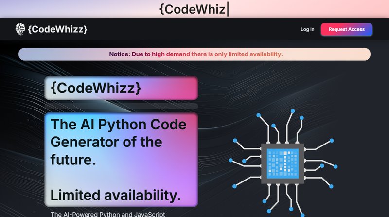 CodeWhizz是一个AI驱动的Python代码生成器、调试器和导师，内置IDE，帮助用户快速生成、调试和学习Python代码。-SOAI.IM