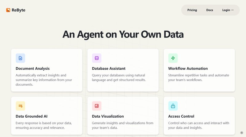 ReByte 提供基于数据的自动化分析、查询、工作流自动化和可视化服务。-SOAI.IM