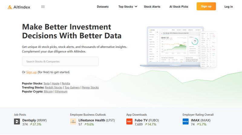 AltIndex提供基于替代数据的投资分析，帮助用户做出更明智的投资决策。-SOAI.IM
