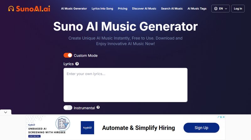 SunoAI是一个先进的AI音乐生成平台，提供免费的AI音乐生成服务，帮助用户快速创建高质量的音乐曲目。-SOAI.IM