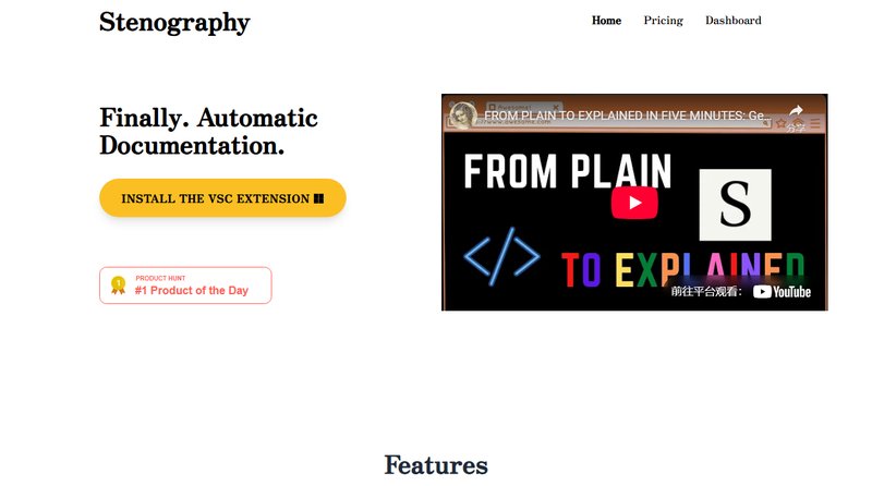Stenography 提供自动代码文档生成服务，帮助开发者轻松生成代码解释和文档。-SOAI.IM