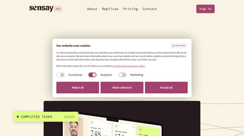 Sensay提供24/7工作的数字AI副本，帮助用户处理工作负载，提高效率。-SOAI.IM