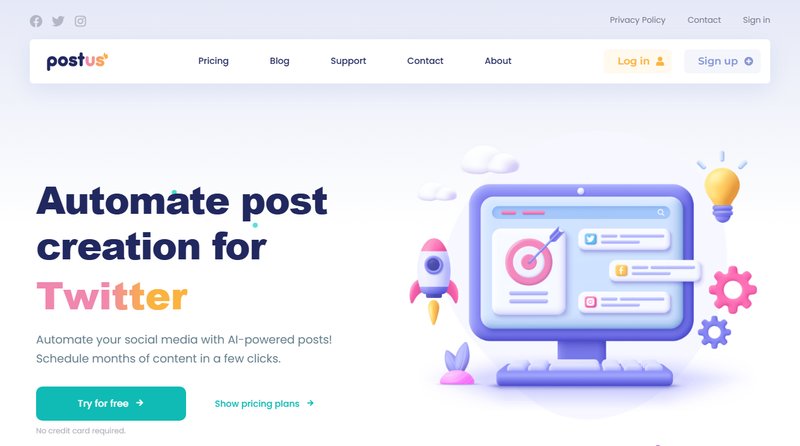 Postus是一个AI驱动的社交媒体自动化平台，帮助用户自动化创建和发布社交媒体内容。-SOAI.IM