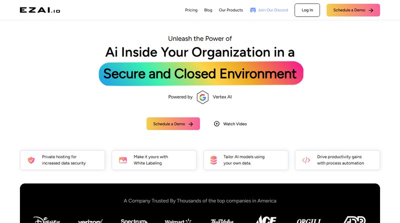 EZAI提供企业级AI解决方案，专注于数据隐私和自动化流程，帮助企业提升生产力和安全性。-SOAI.IM