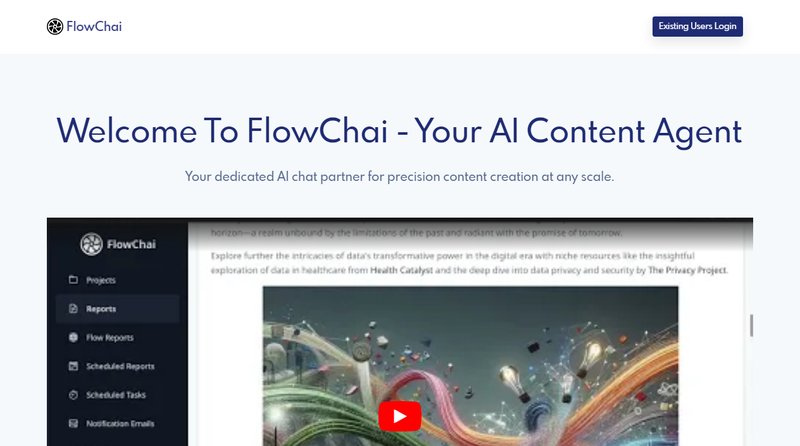 FlowChai是一个高质量的批量AI内容解决方案，提供智能对话界面和多种语言支持，帮助用户轻松创建和发布内容。-SOAI.IM