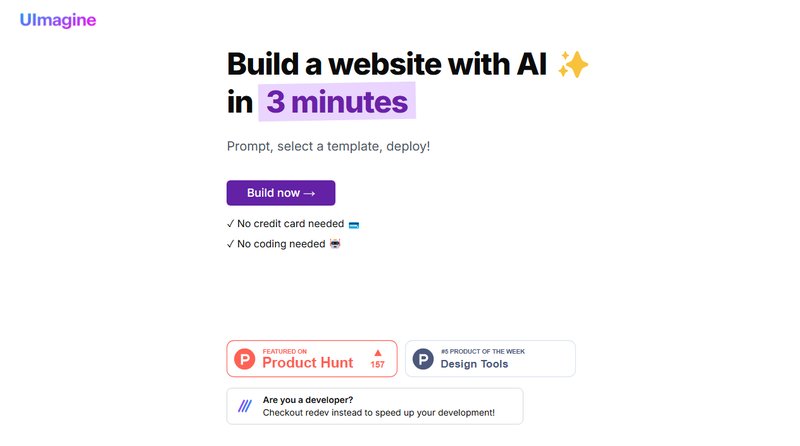 UImagine 是一个利用人工智能快速构建网站的工具，用户可以在3分钟内完成网站的创建。-SOAI.IM