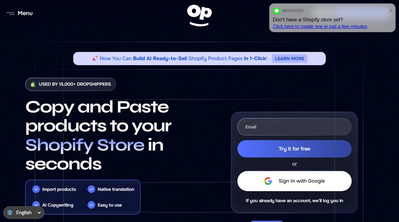 Kopy是一款为Shopify商店提供产品复制和导入服务的工具，支持一键导入产品、AI生成高转化产品页面、多语言翻译等功能。-SOAI.IM