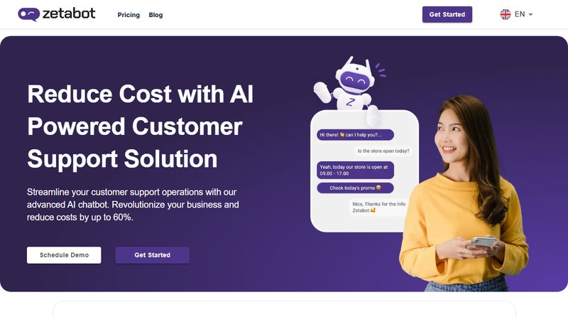 Zetabot是一款AI驱动的客户支持解决方案，帮助企业降低成本并提升客户体验。-SOAI.IM