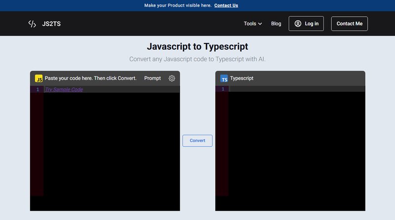 Js2TS 是一个利用 AI 技术将 JavaScript 代码转换为 TypeScript 的在线工具。-SOAI.IM