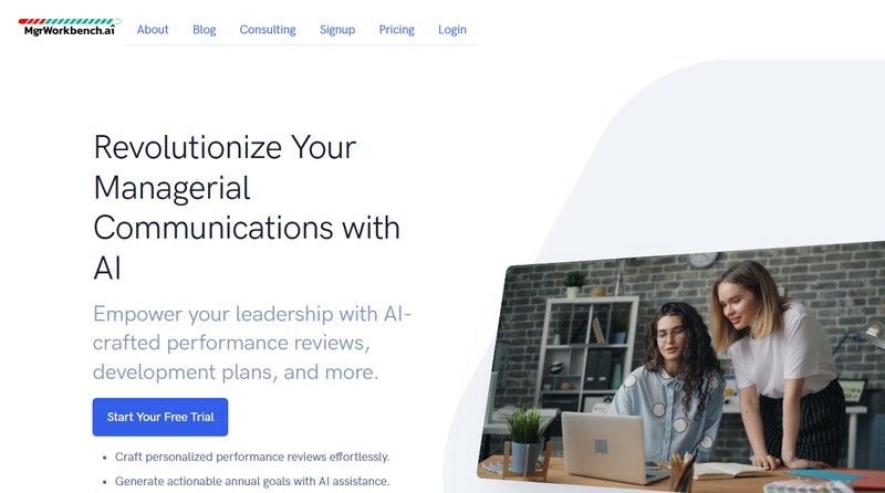 MgrWorkbench.ai 是一个利用AI技术革新管理沟通的平台，帮助领导者轻松创建个性化的绩效评估、年度目标和发展计划。-SOAI.IM
