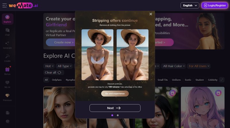 Wemate 是一个提供虚拟伴侣和AI角色扮演聊天服务的平台，用户可以与AI女友或男友进行互动，享受个性化的虚拟关系体验。-SOAI.IM