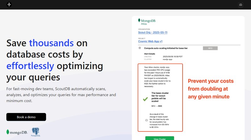 ScoutDB是一款帮助开发团队优化数据库查询的工具，可自动扫描、分析和优化查询，以提升性能并降低成本。-SOAI.IM