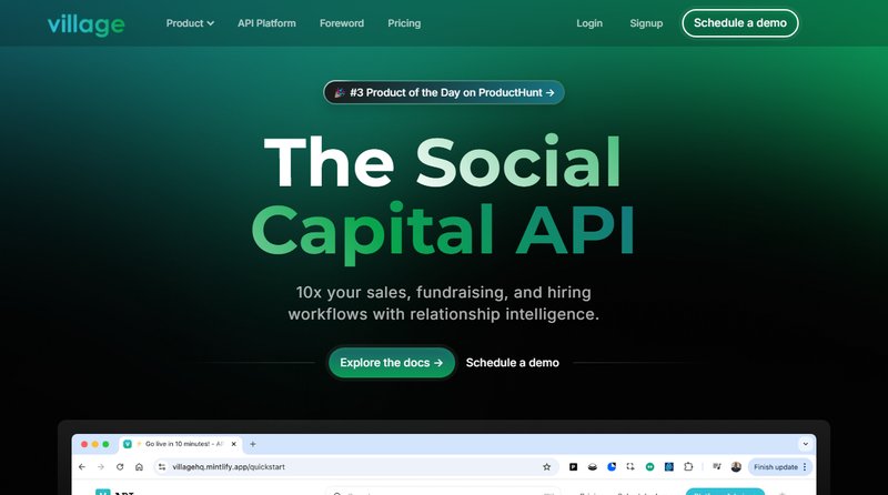 Village 是一个社交资本 API 平台，帮助团队、VC 和创业者通过关系智能提升销售、融资和招聘流程。-SOAI.IM
