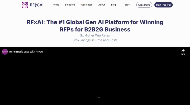 RFxAI是一个全球领先的生成式AI平台，专注于提升B2B2G业务中的RFP（提案请求）成功率。-SOAI.IM